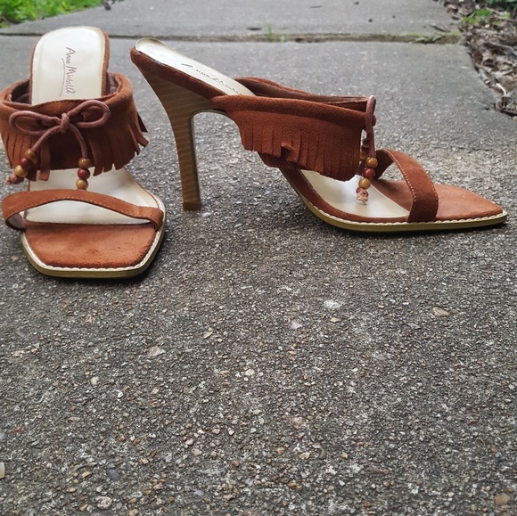 Anne Michelle | Shoes | Sexy Fringe Heel Brita Anne Michelle Sandals ...